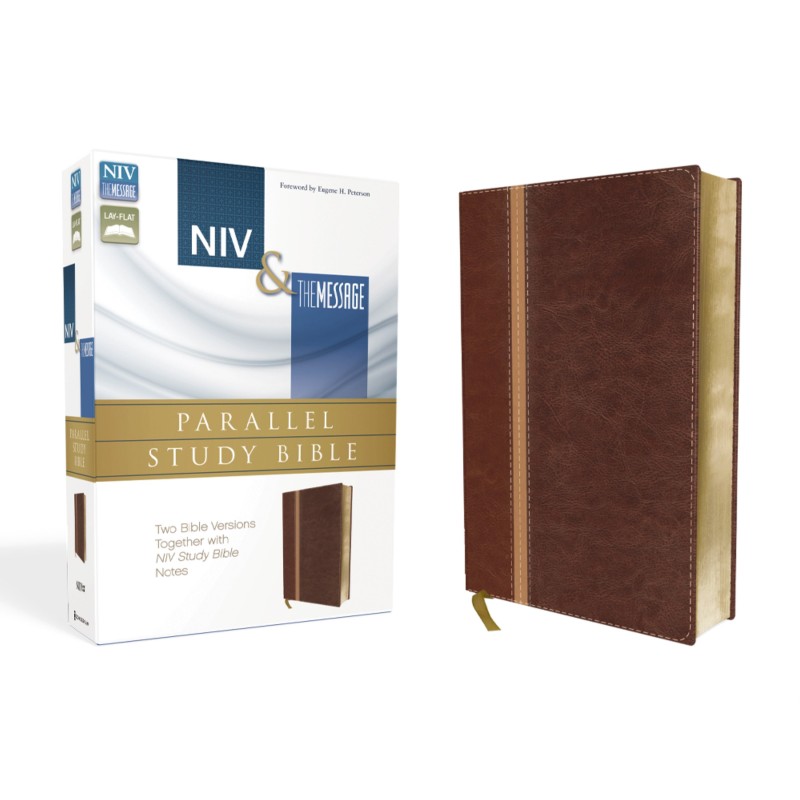 NIV & Message Parallel Study Bible-Dark Caramel/Bl